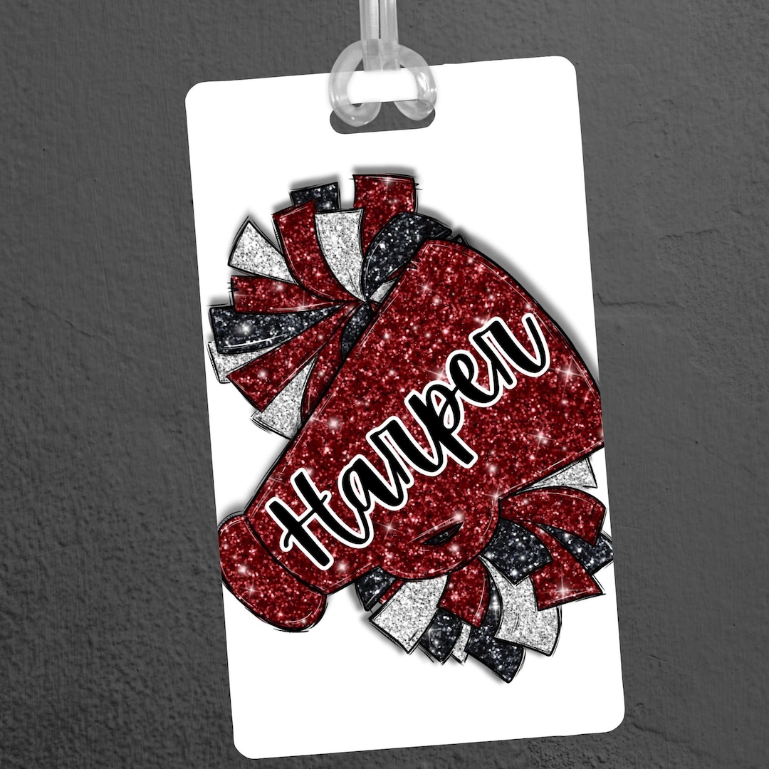 Personalized Cheer Bag Tag Custom Cheerleader Name Badge Glitter ...