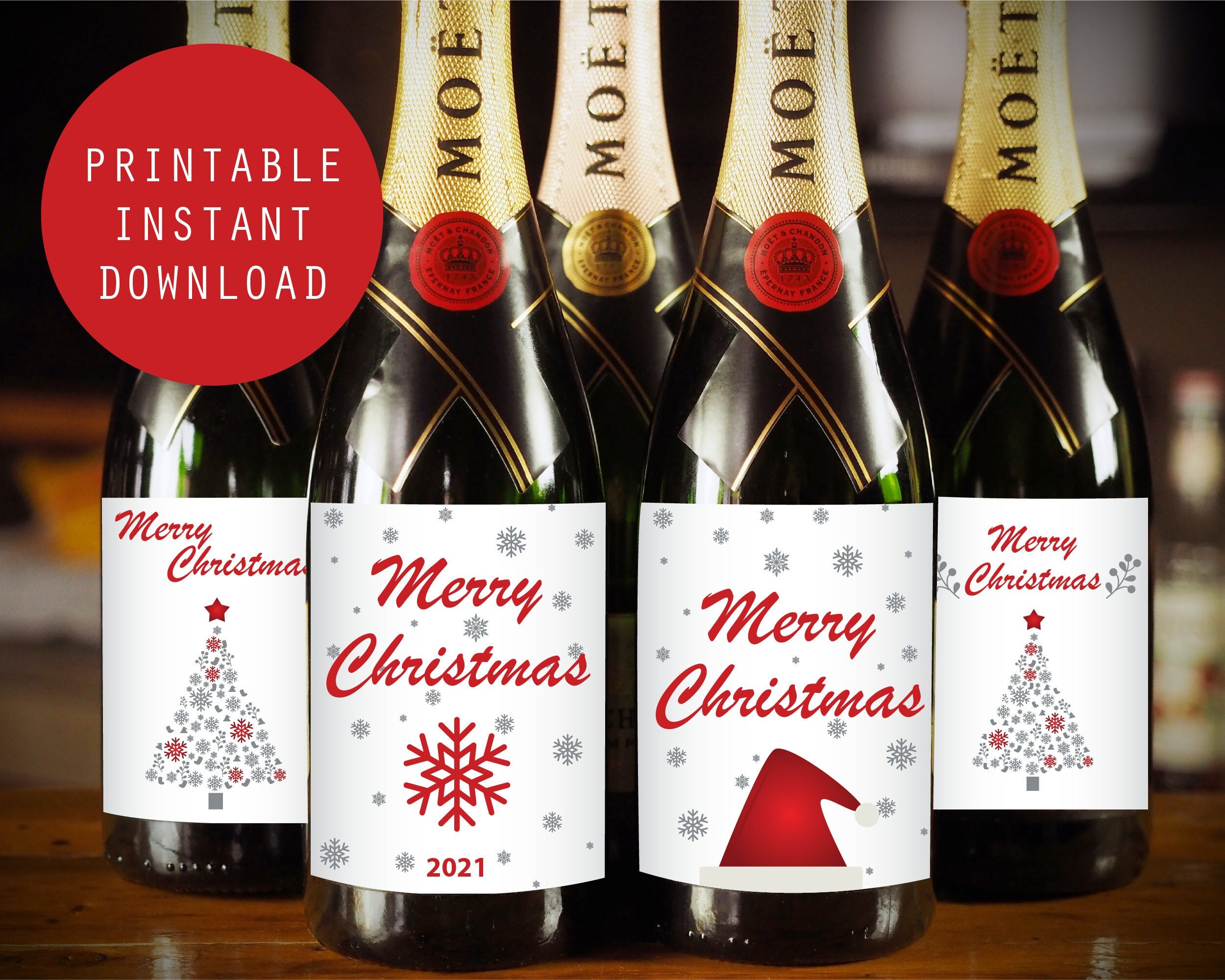 Printable Christmas Wine Labels - Etsy