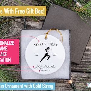 Custom Half Marathon Ornament for Runner Personalized Running Ornament ...