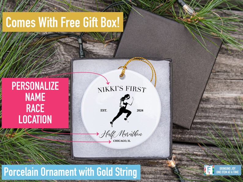 Custom Half Marathon Ornament for Runner Personalized Running Ornament ...