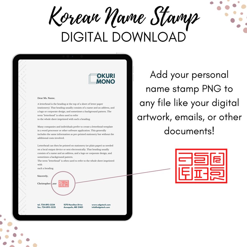 Personalized Korean Name Stamp Hangul Name Digital Download - Etsy
