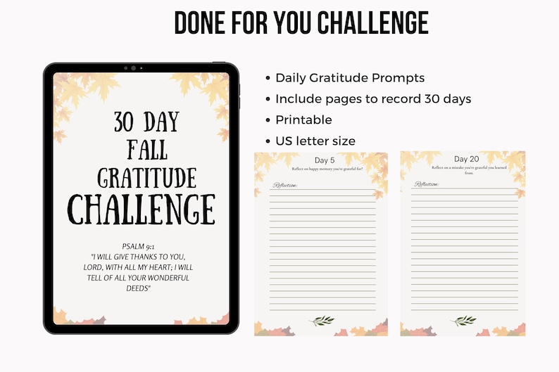 30 Days of Gratitude Challenge, Printable, Gratitude Journal, Digital ...