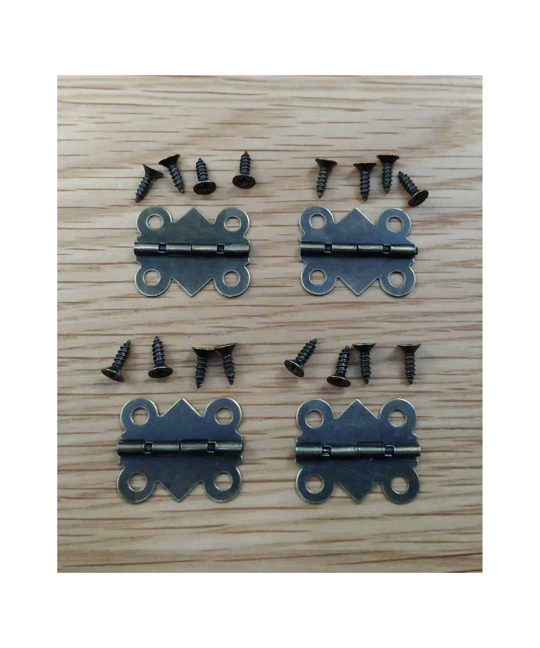 4x Miniature Bronze Hinges 20mm X 24mm & 16 Screws 8mm X 4.5mm ...