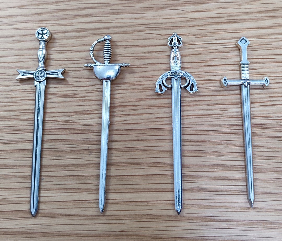 Dolls House Miniature Metal Swords Set 4 Pcs. Ornament Weapon Office ...