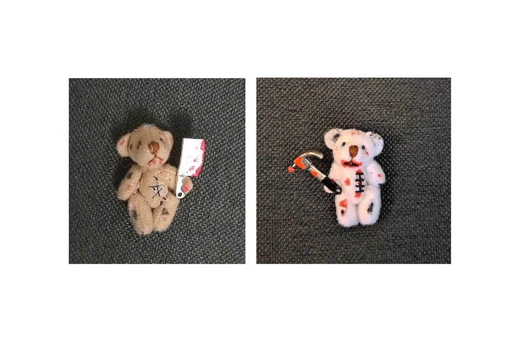 1/12 Scale Horror Terror Teddy Bears With Meat Cleaver or Hammer Moving ...