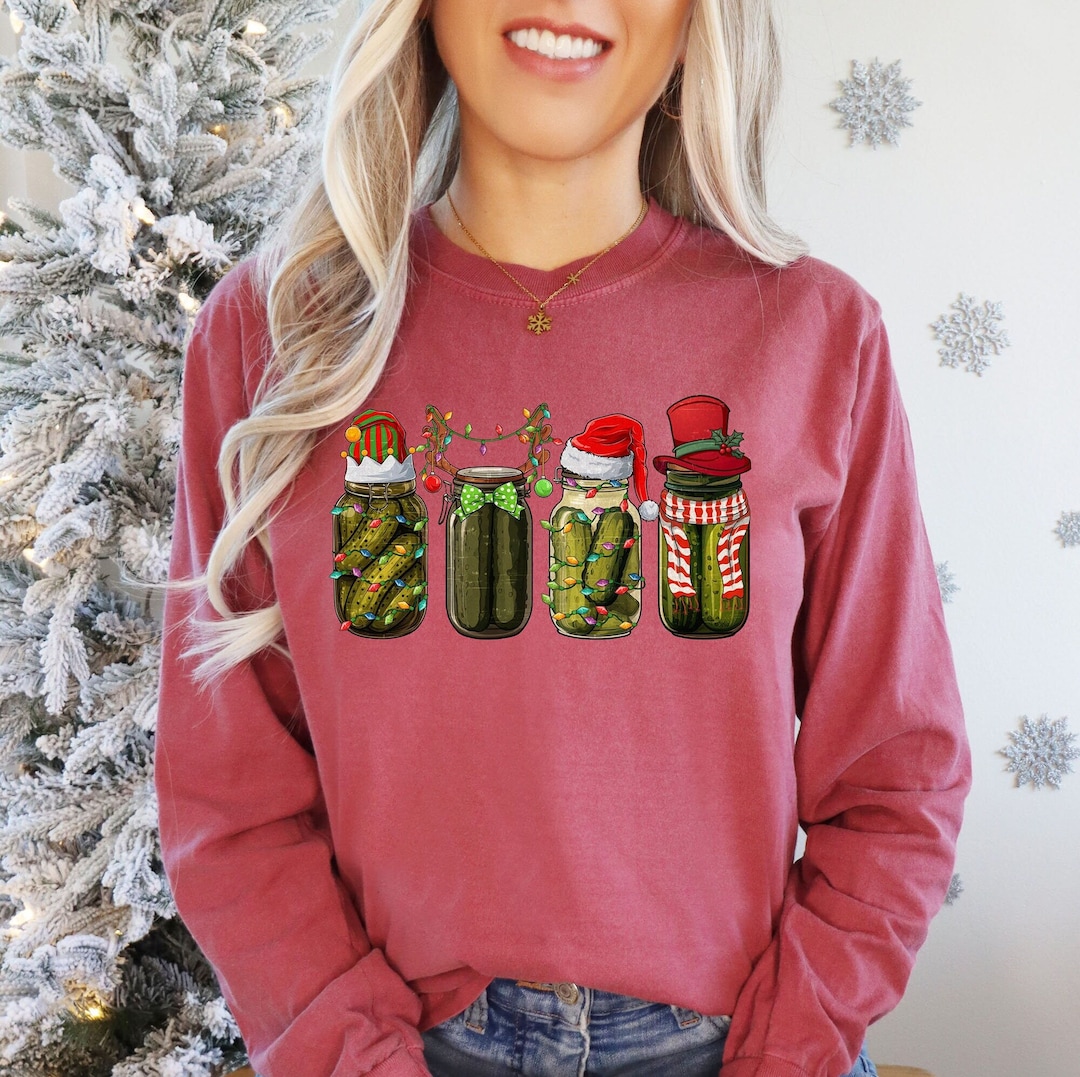 Retro Canned Pickles Christmas Long Sleeve Holiday Shirts - Etsy