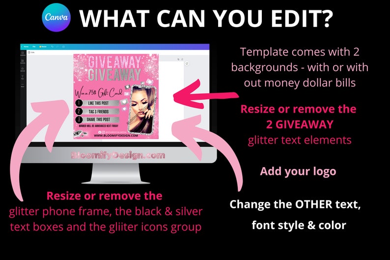 GIVEAWAY Flyer, Pink Raffle Flyer, Product Give Away Contest Flyer, New ...