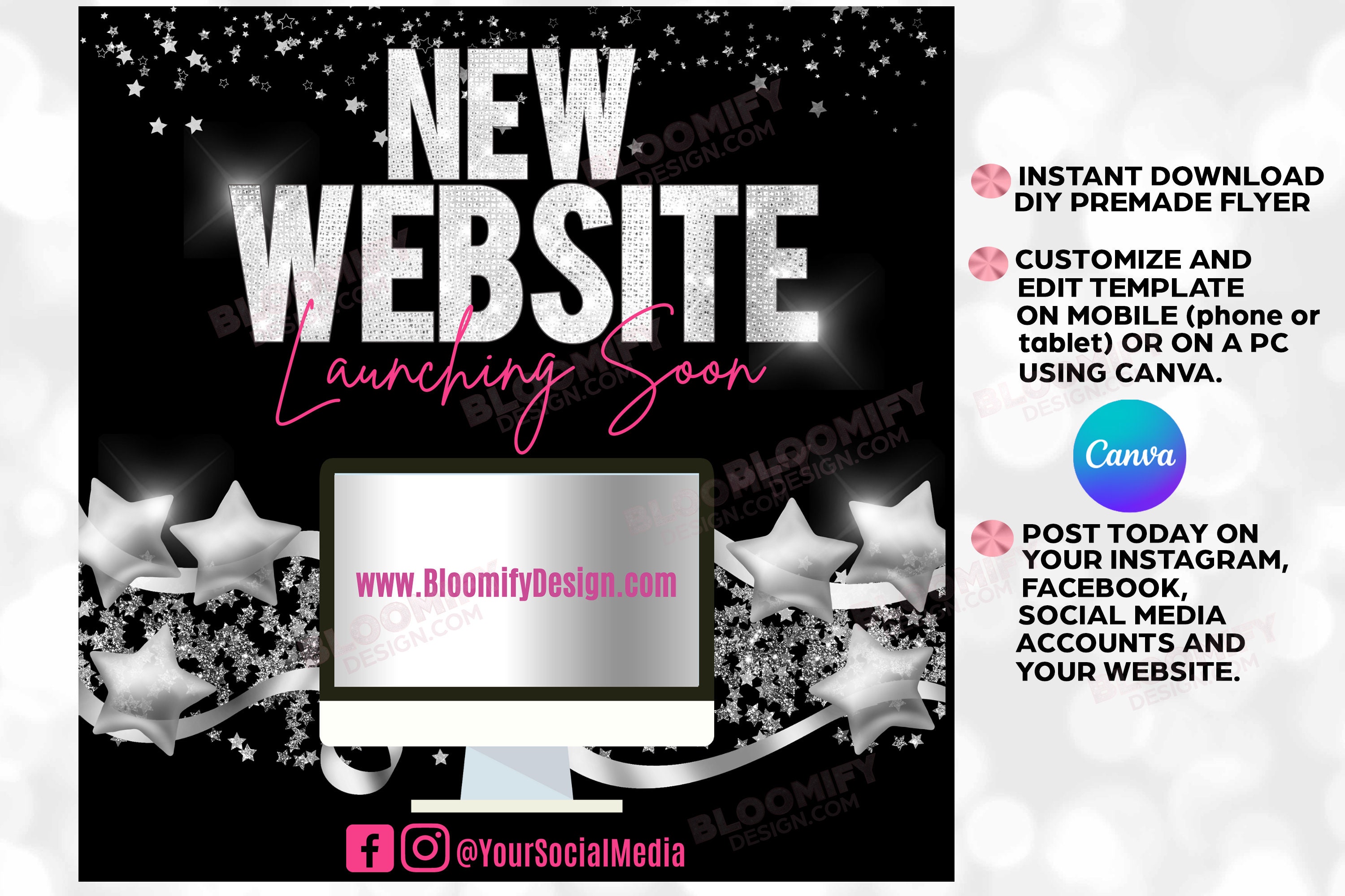 Website Launch Flyer, New Website Flyer, ANY Color Background, Product ...
