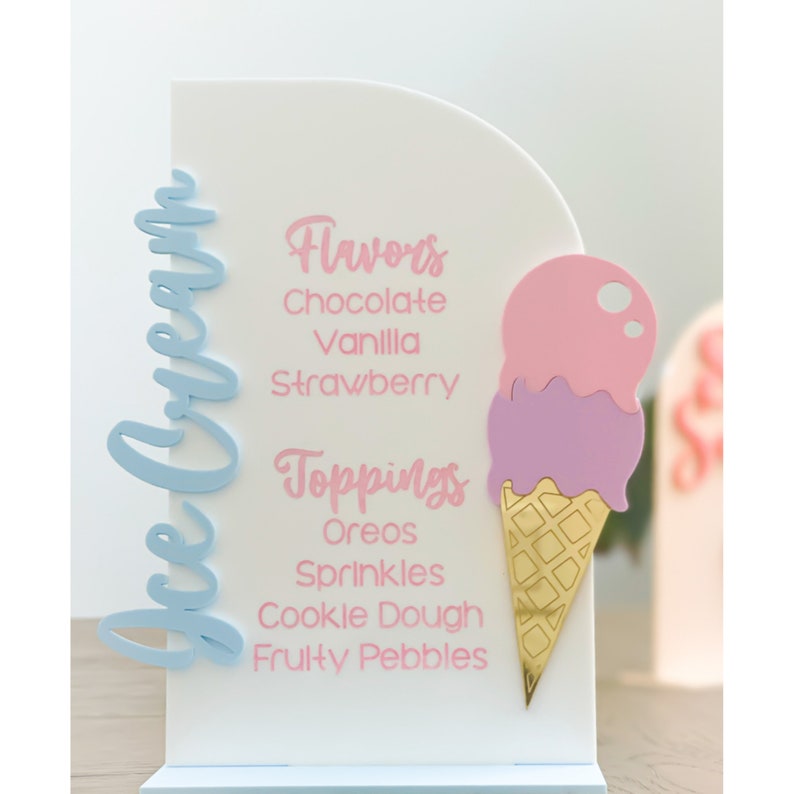 Ice Cream Sign Acrylic Ice Cream Menu Ice Cream Menu Ice - Etsy