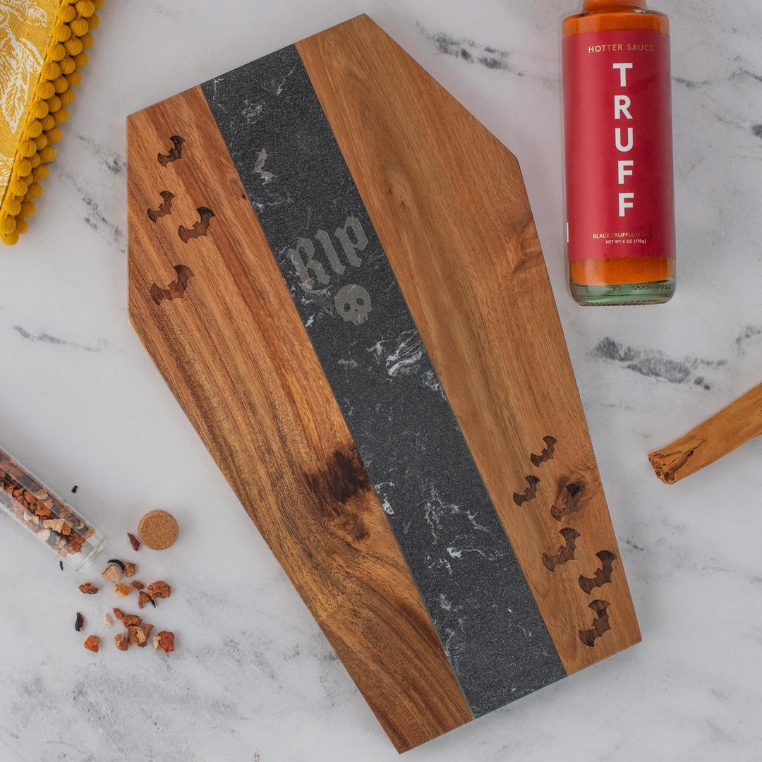 Personalized Coffin Shaped Charcuterie Board Gift Set With Slate ...
