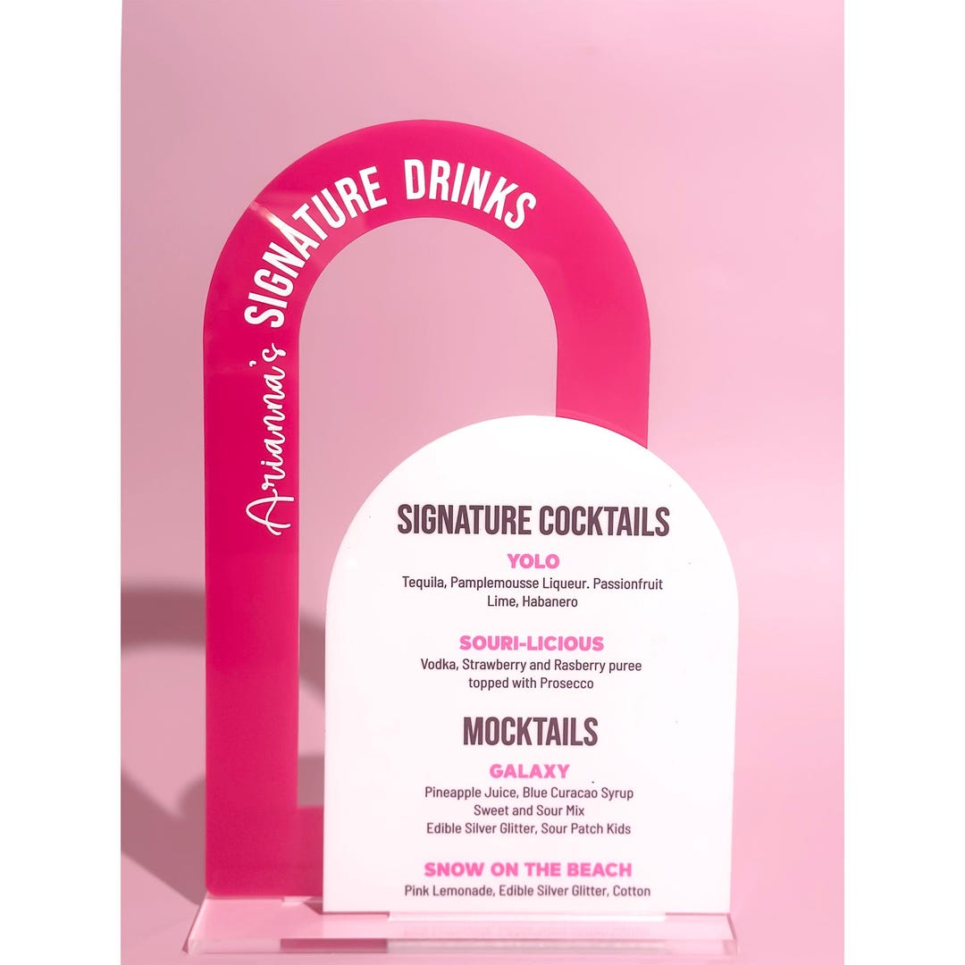 Custom Arch Acrylic Bar Menu Sign | Personalized Arch-shaped Acrylic ...