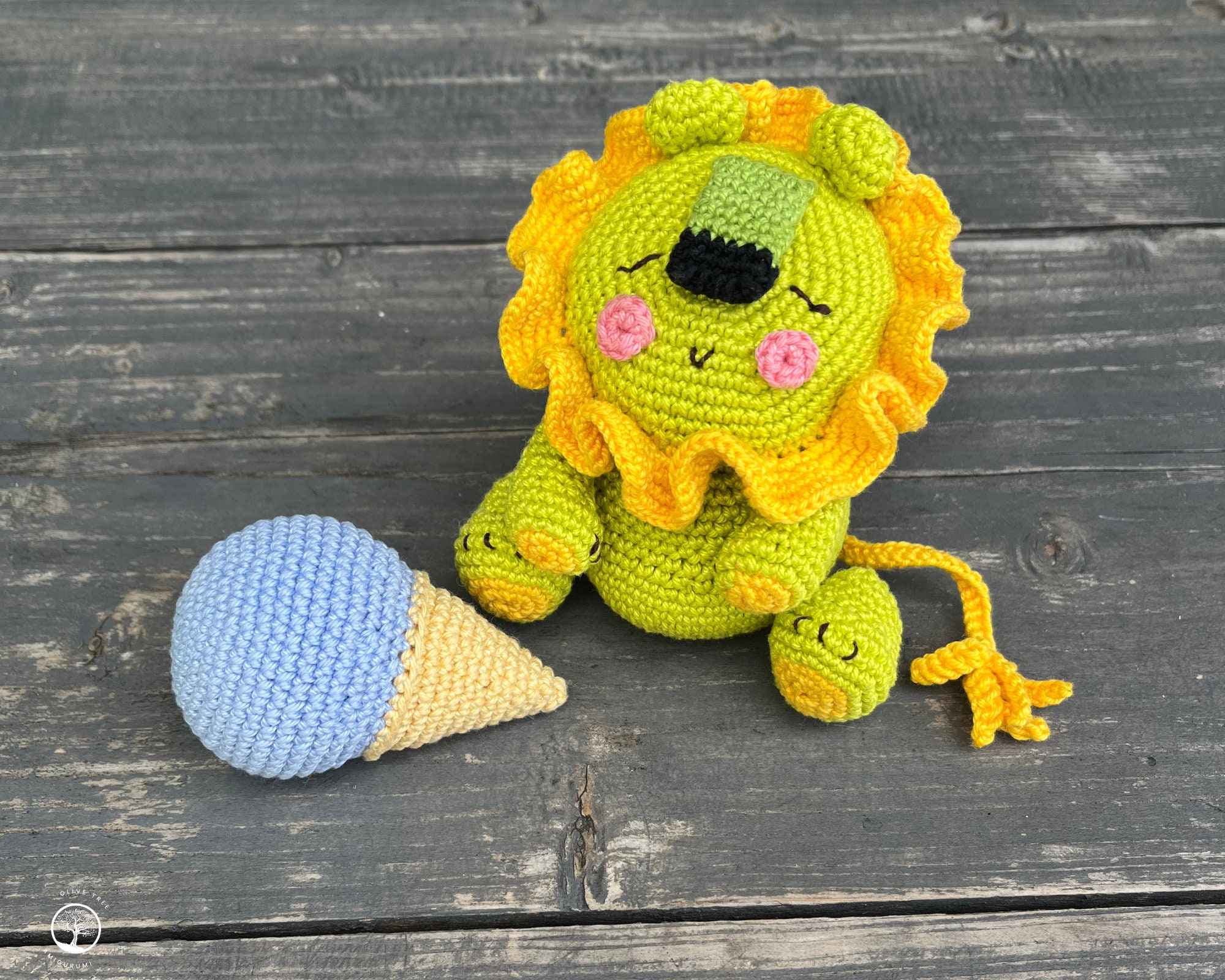 Amigurumi CROCHET PATTERN Lemon Lion With Lavender Ice Cream Crochet ...