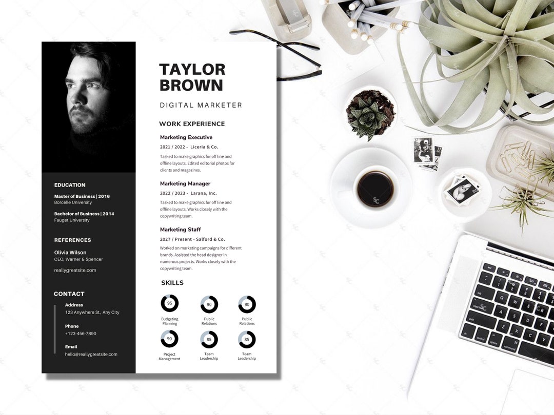 2 Page Modern Resume Template | Professional Template for Canva, MS ...