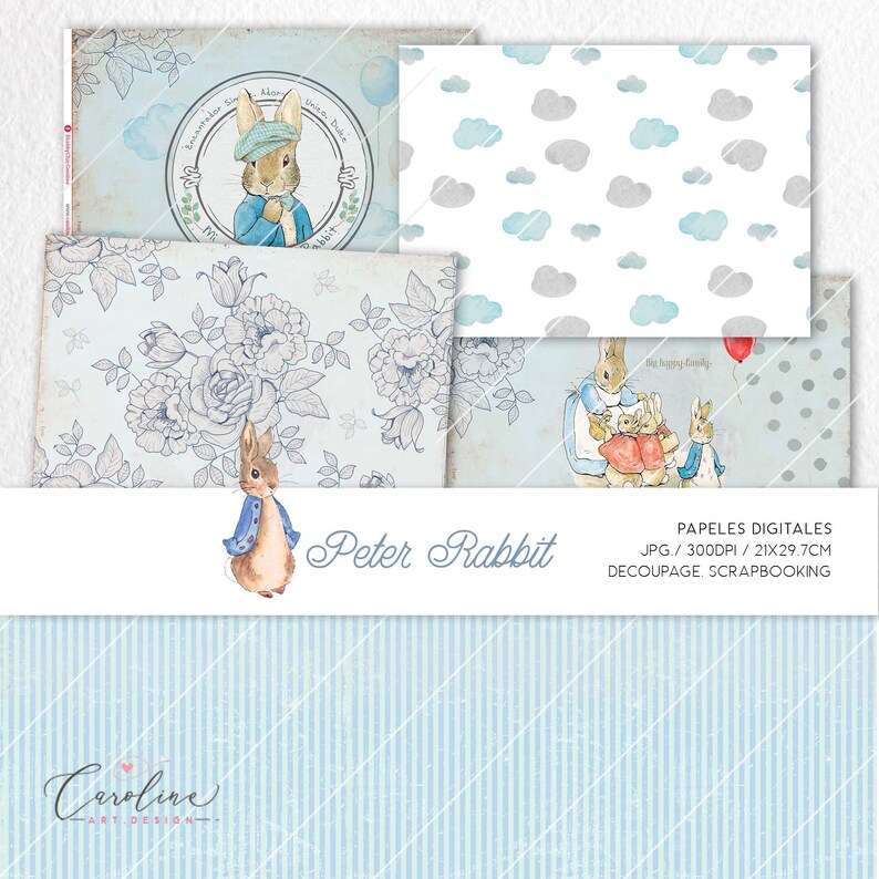 Digital Paper PETER RABBIT Shabby Chic Presents Decoupage Scrapbooking ...