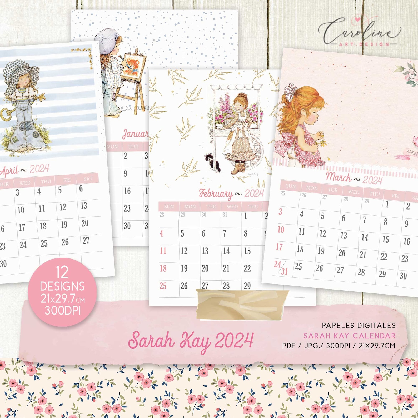 CALENDAR 2024 Sarah Kay, Shabby Chic, Romantic - Etsy
