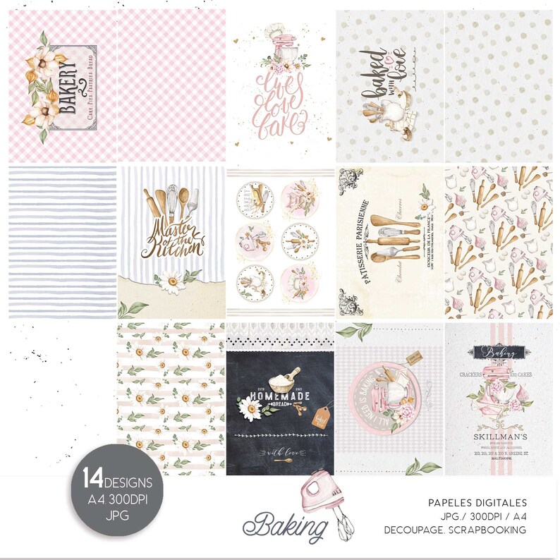 Baking Digital Papers Home Bakery Logo Cooking Logo Culinary Kitchen ...