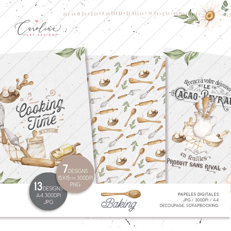 Baking Digital Papers Home Bakery Logo Cooking Logo Culinary Kitchen ...