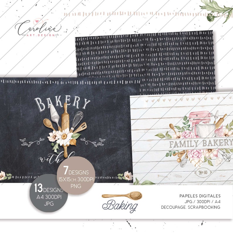 Baking Digital Papers Home Bakery Logo Cooking Logo Culinary Kitchen ...