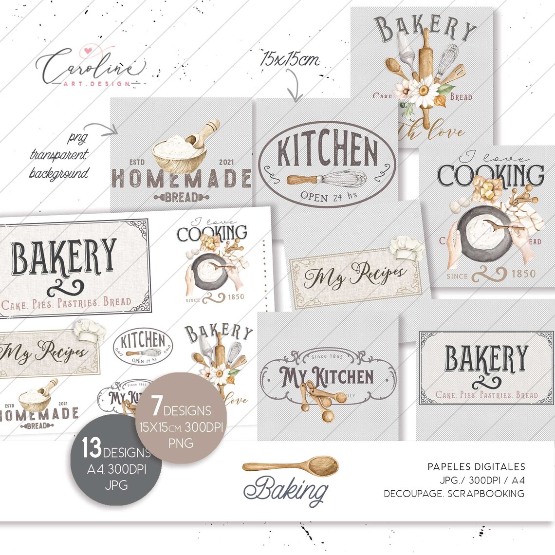 Baking Digital Papers Home Bakery Logo Cooking Logo Culinary | Etsy
