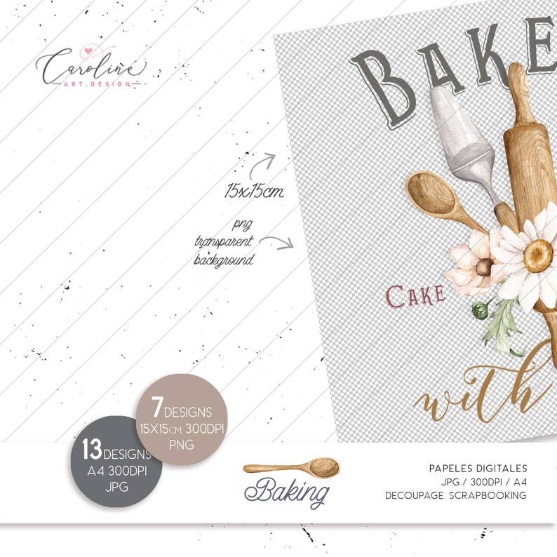 Baking Digital Papers Home Bakery Logo Cooking Logo Culinary Kitchen ...