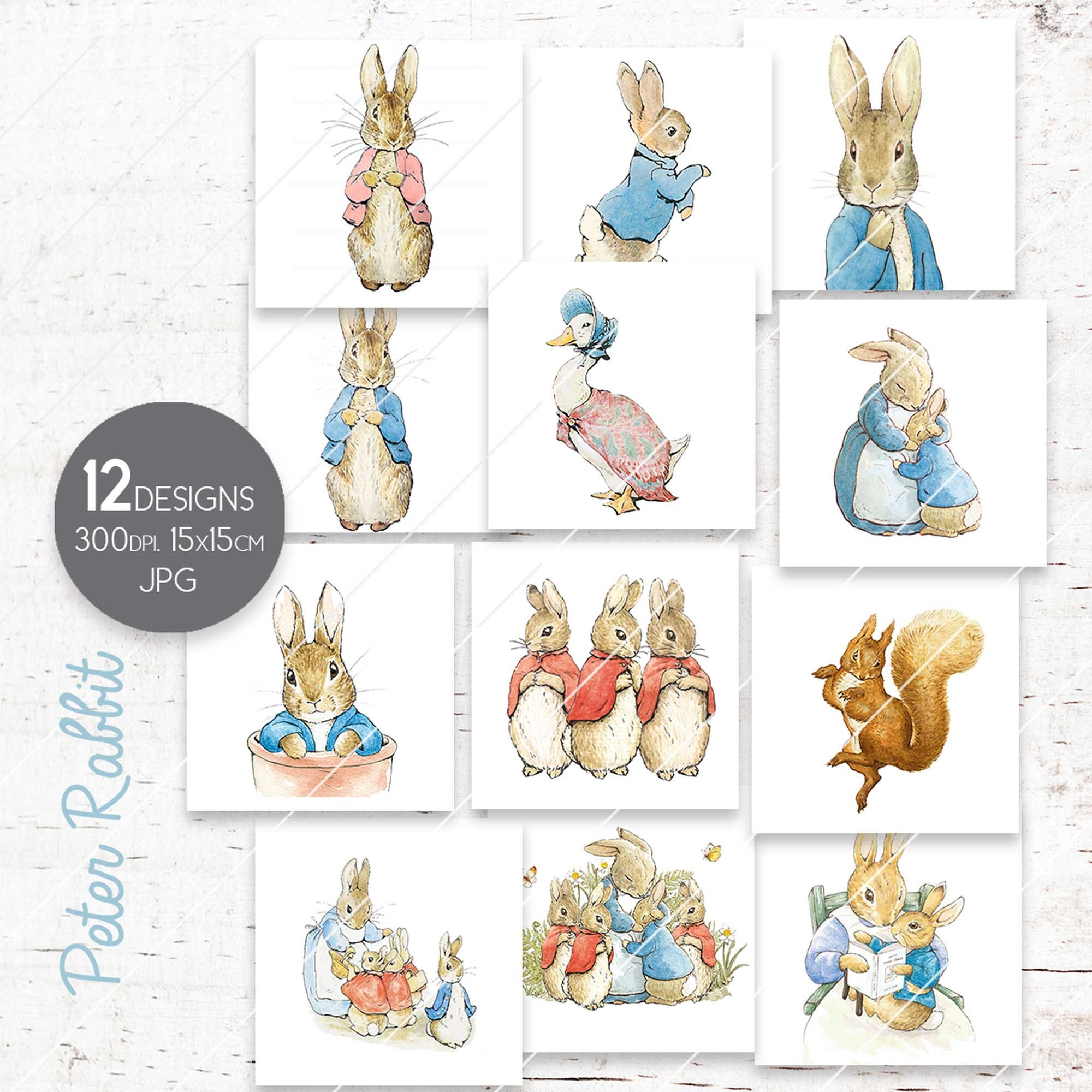 PETER RABBIT Digital Paper Presents Decoupage Scrapbooking Room Decor ...