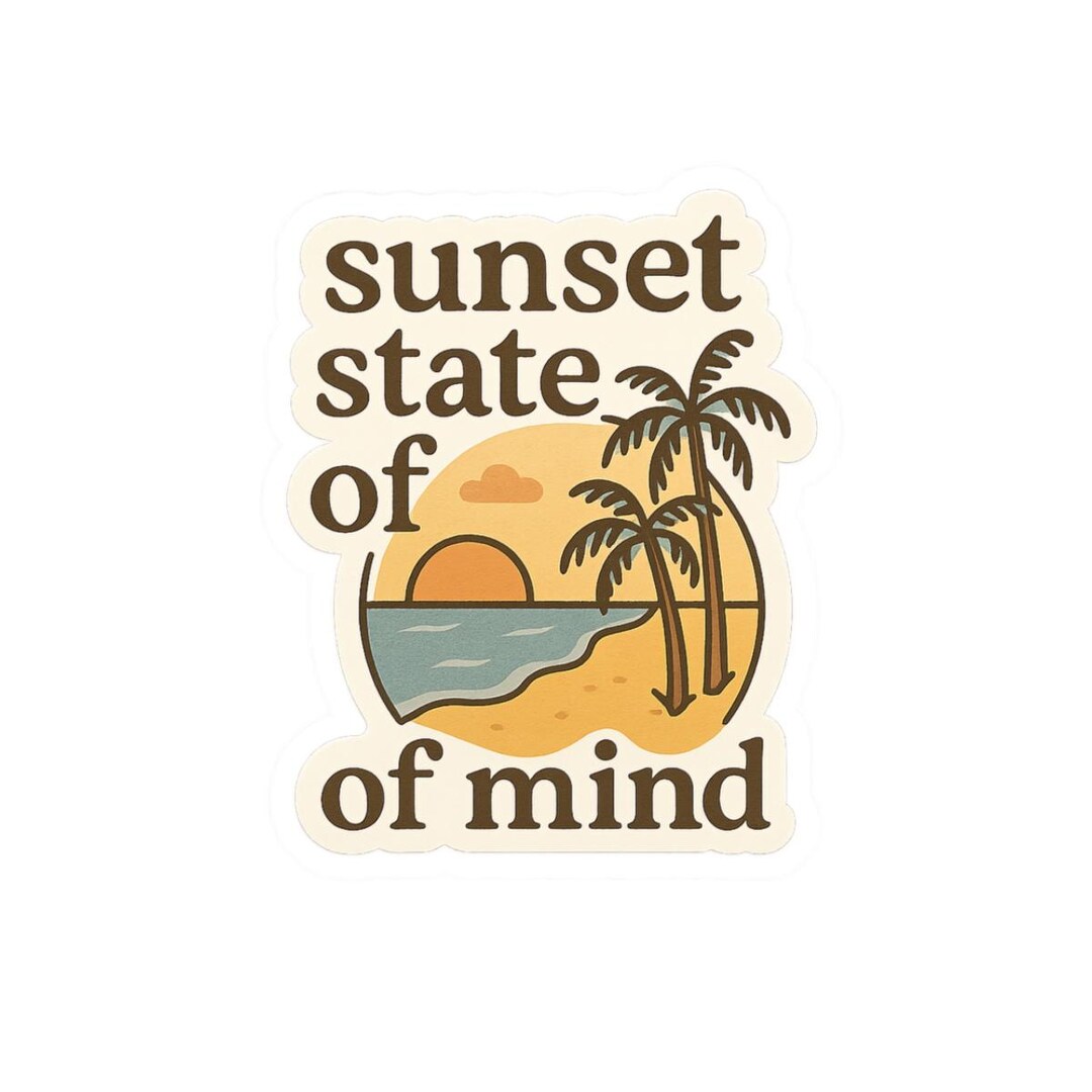 Sunset State of Mind Sticker | Aesthetic Beach Vibes Vinyl Decal ...