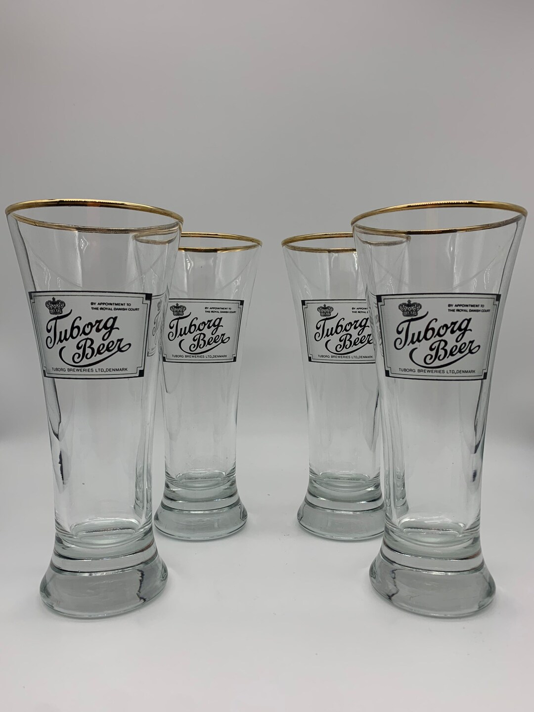 Set of 4 Vintage TUBORG Gold Trim BEER GLASS /denmark 7 - Etsy