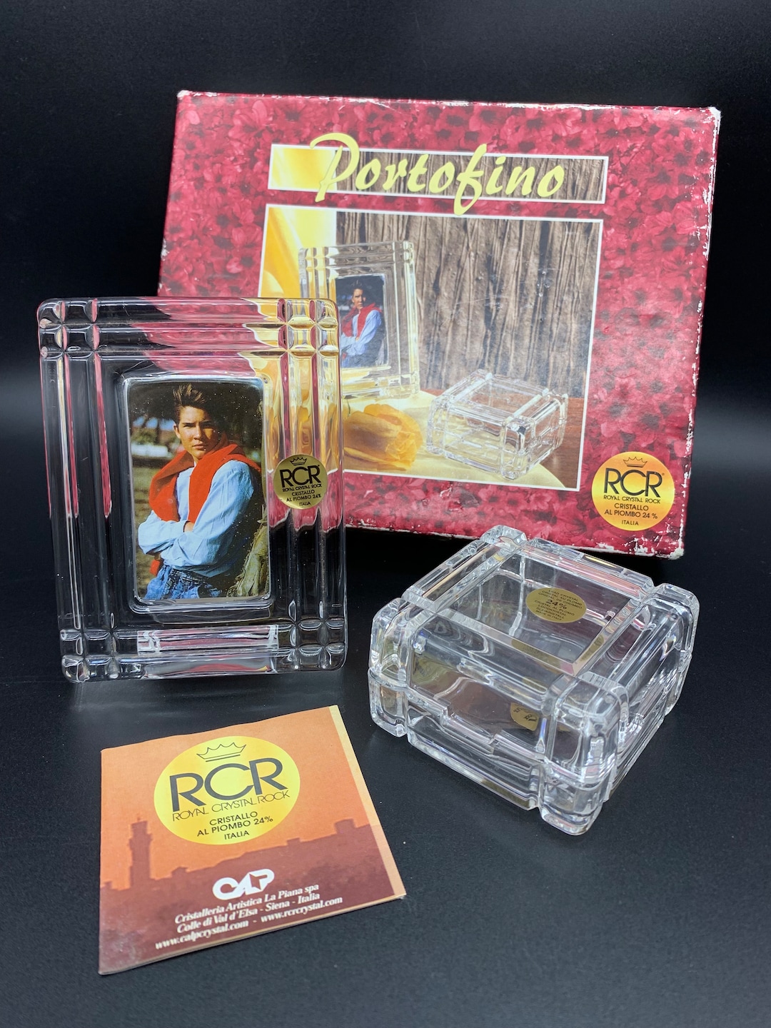 Set of Picture Frame and Jewel Trinked Box Royal Crystal Rock RCR Lead ...