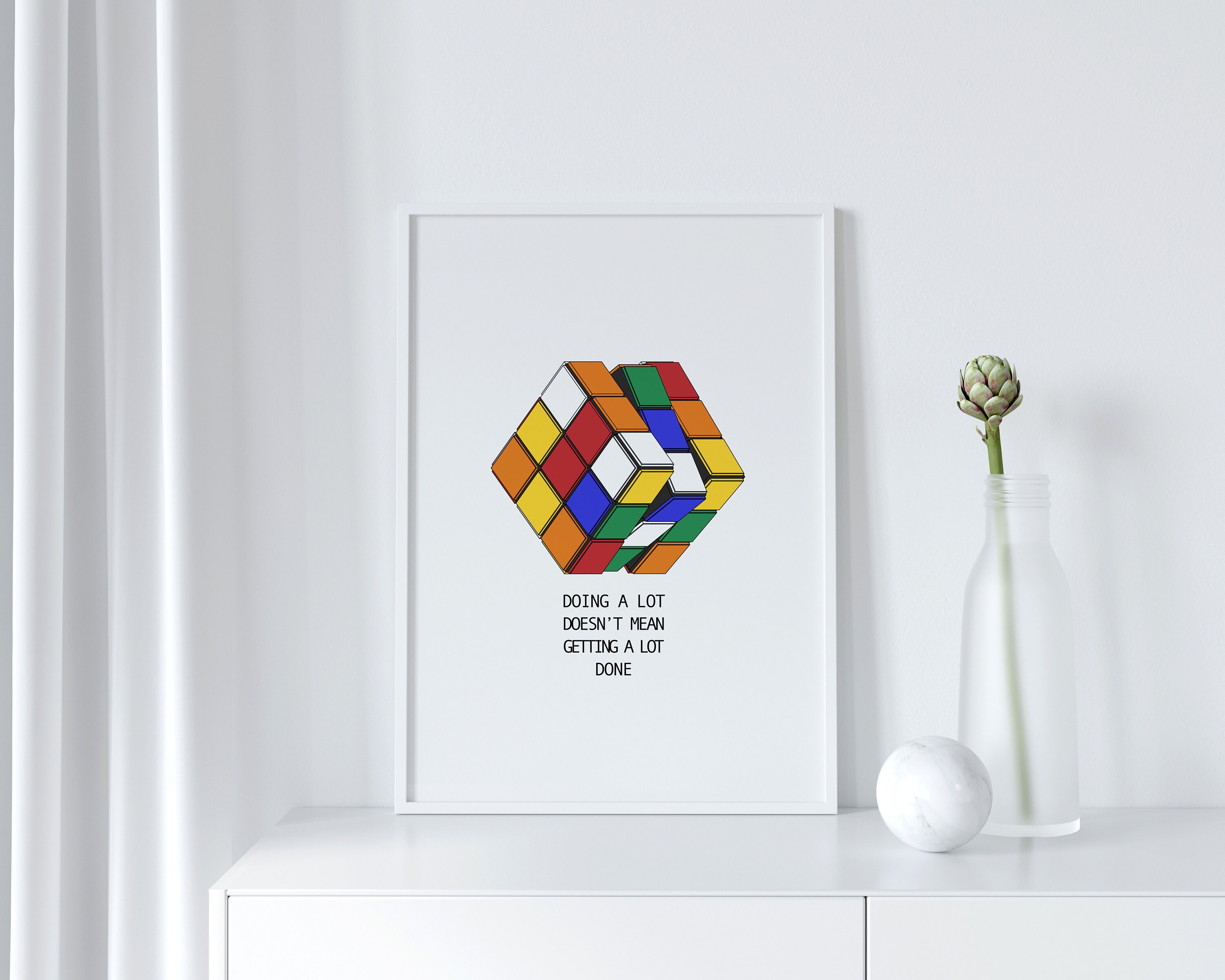 Rubik's Cube | Home Office Print | Productivity Illustration ...