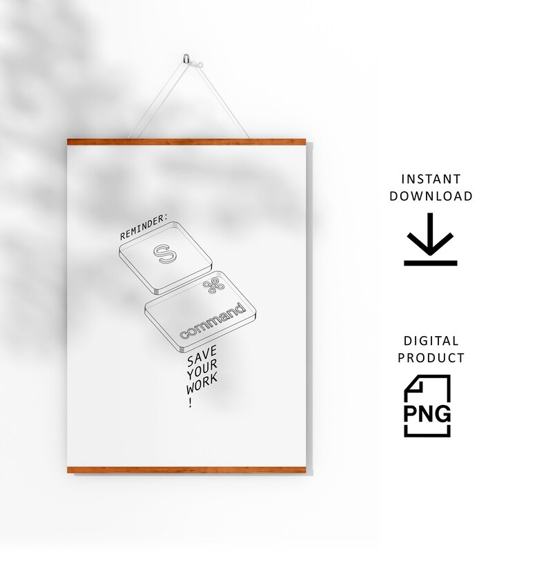 Save Your Work | Home Office Printable | Productivity Illustration ...