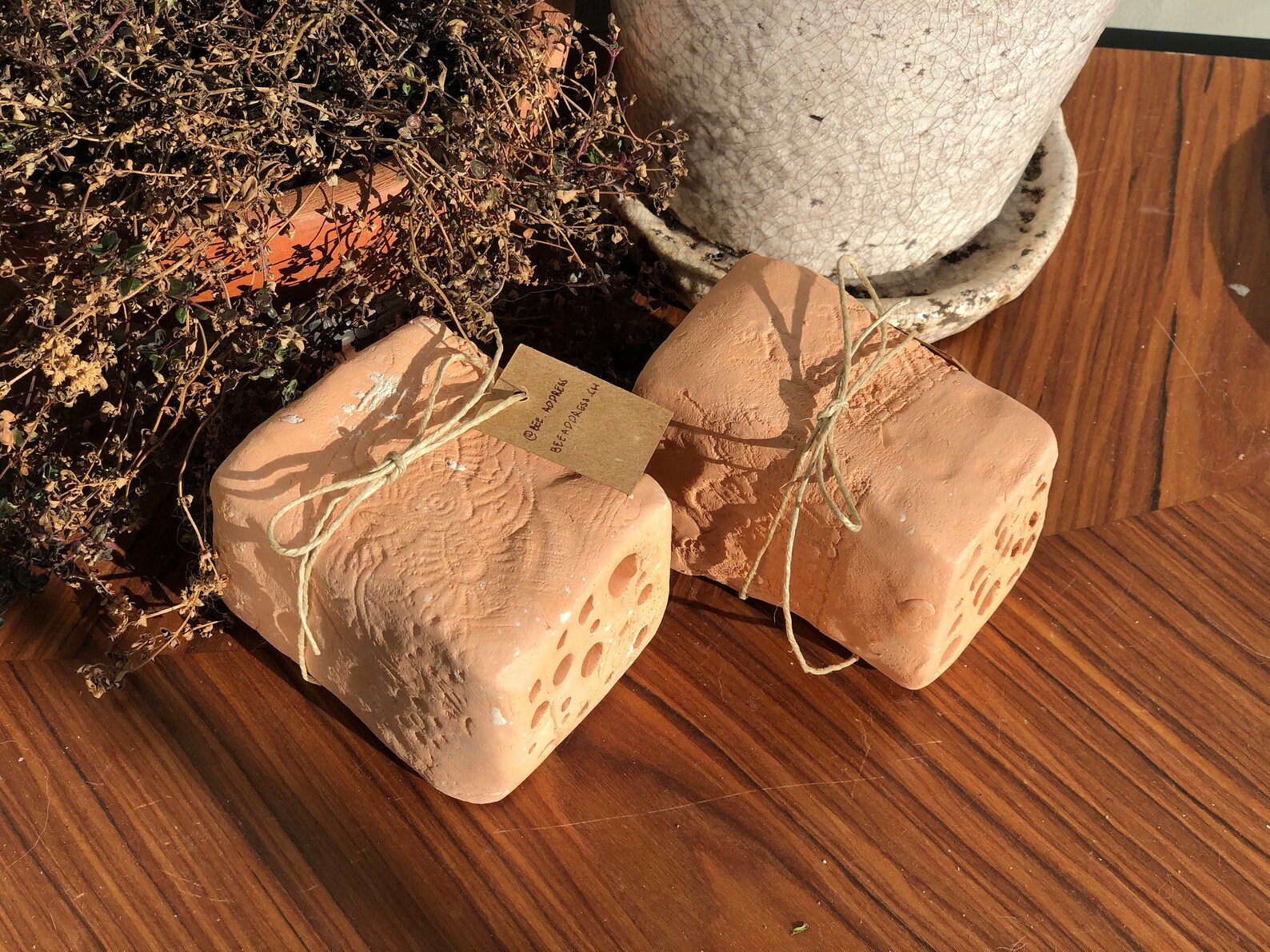 Handmade Ceramic Clay Bee House - Bee Hotels, Nesting for Bees | Gift ...