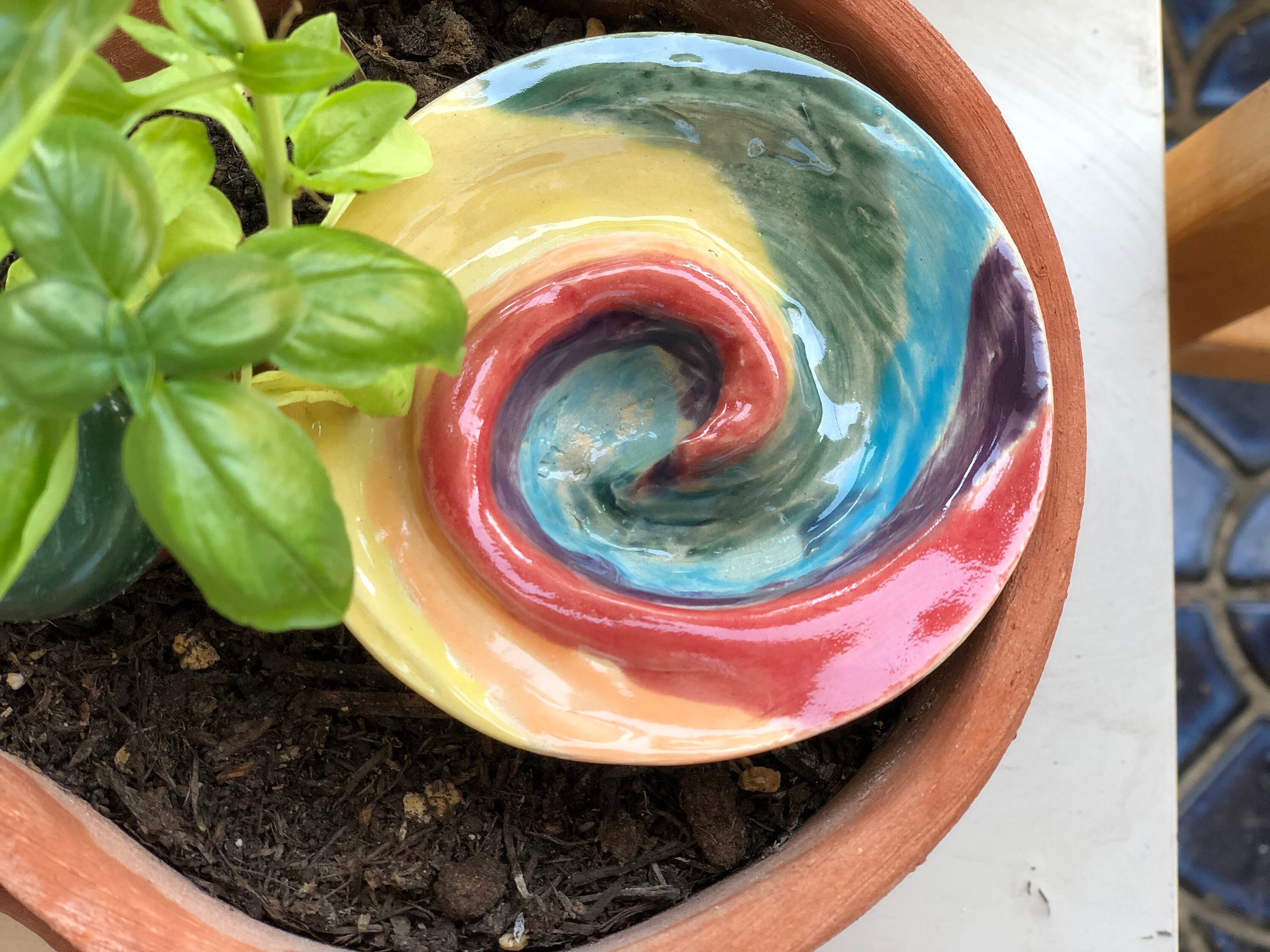 PREODRDER Ceramic Rainbow Bee Bath, Bee and Butterfly Water Drinking ...