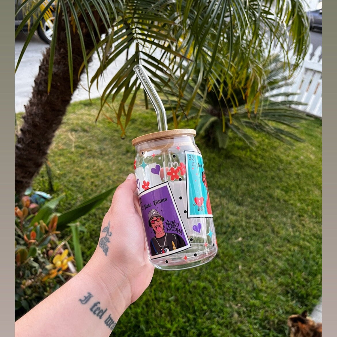 Bad Bunny X Peso Pluma Loteria Cards 16oz Glass Cup With - Etsy Ireland