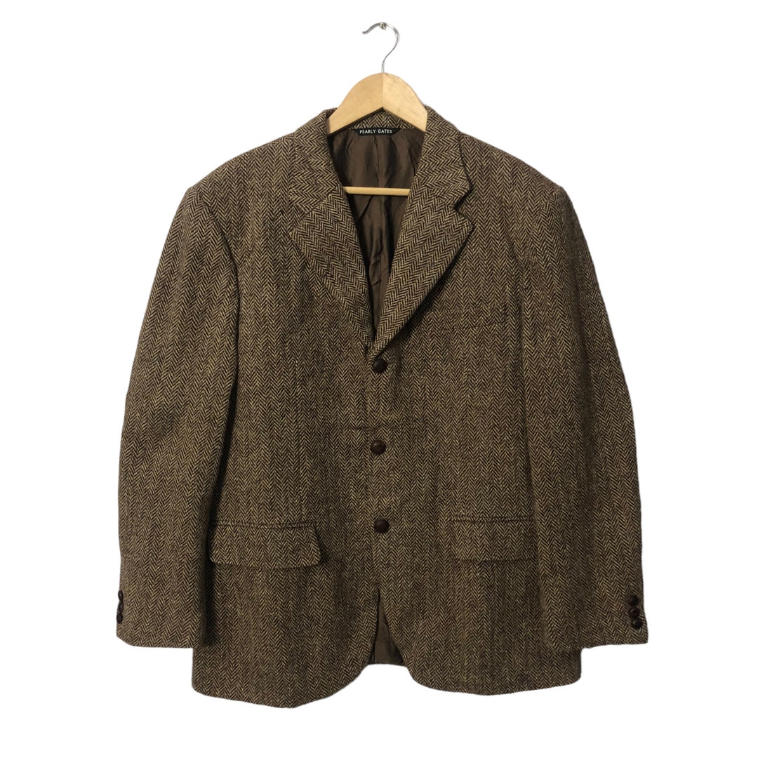 Vintage Harris Tweed Pearly Gates Button Ups Wool Blazer Coat Jacket ...