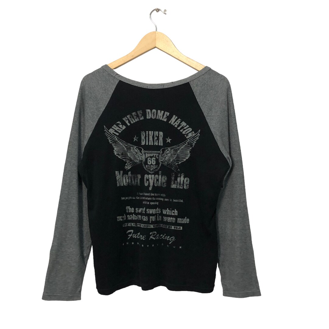 Vintage Cornflake Motorcycle Life Big Logo Crewneck Long Sleeve Tee ...