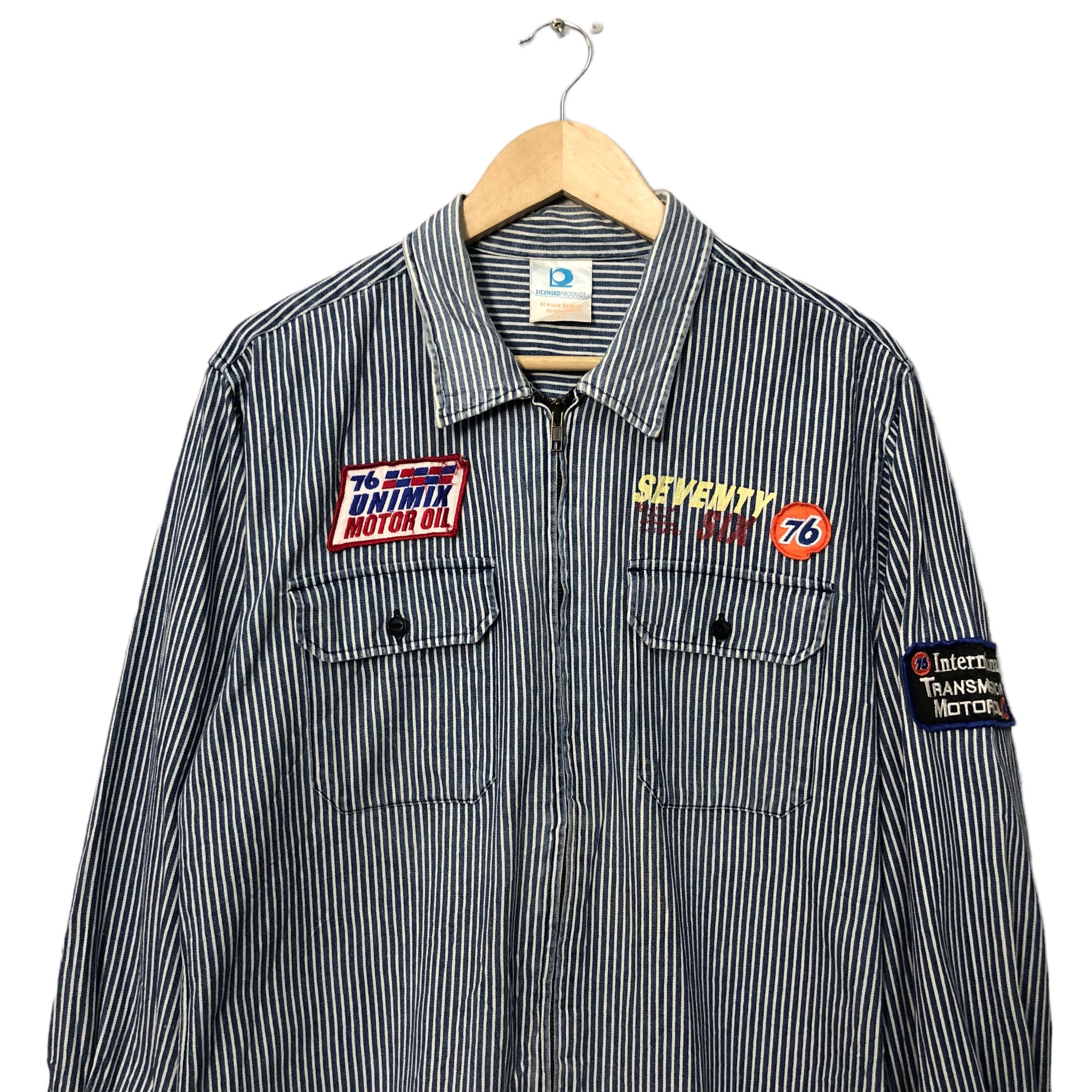Vintage 76 Lubricants Spell Out Big Logo Zipper Ups Jacket Blue/white ...