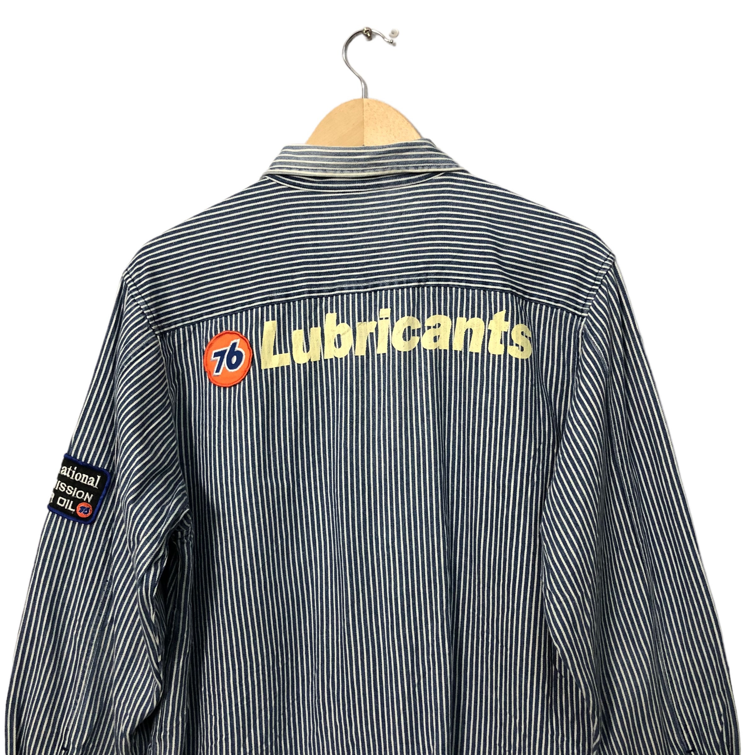Vintage 76 Lubricants Spell Out Big Logo Zipper Ups Jacket Blue/white ...