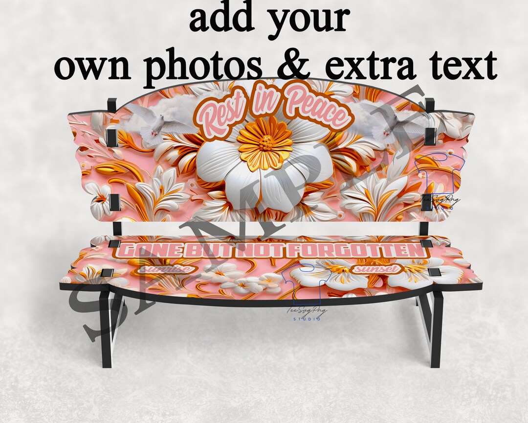 Digital Design PNG for Sublimation Bench Memorial Bench Template for ...