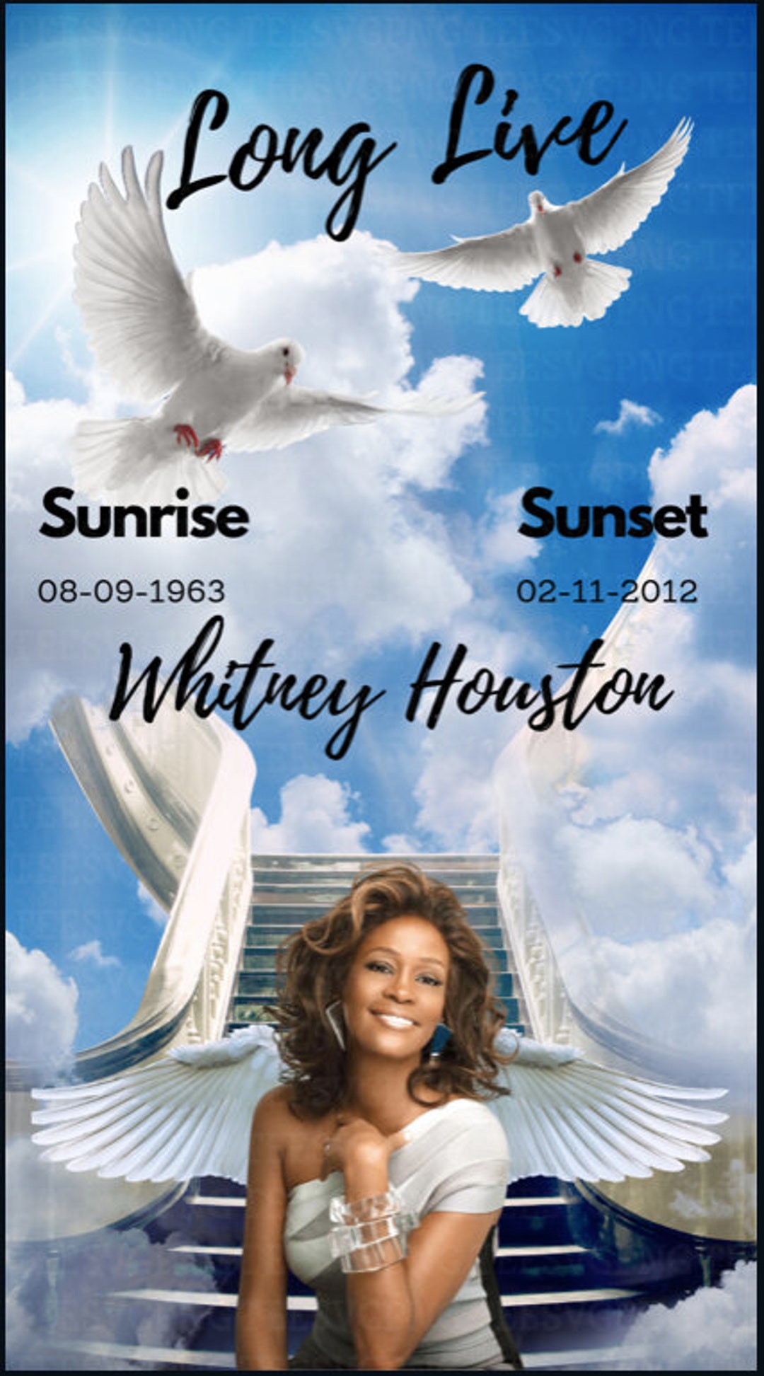 Long Live Memorial Grave Blanket Blue Sky Stairway to Heaven Template ...