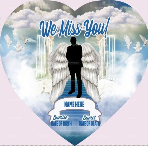 Heart Shape Png Memorial Template for Sublimation Heavens Gate Memorial ...
