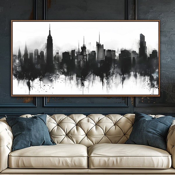 Canvas Black and White Cityscapes - Etsy