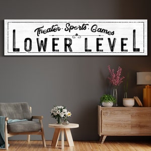 Lower Level Sign, Basement Sign, Lounge Decor, Movie Room Decor, Man ...