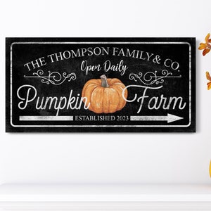 Personalized Pumpkin Farm Sign, Kitchen Halloween Canvas Art, Family ...