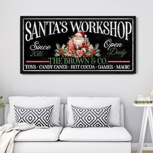 Personalized Santa's Workshop Sign, Christmas Toy Shop Sign, Holiday ...