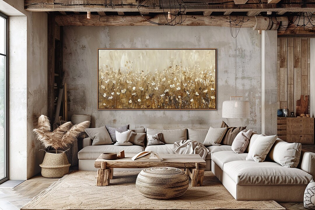 Spring Wildflower Field Wall Art, Vintage Spring Flowers Landscape Wall ...