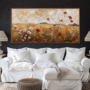 Wildflower Wall Art, Vintage Countryside Decor, Rustic Farmhouse Canvas ...