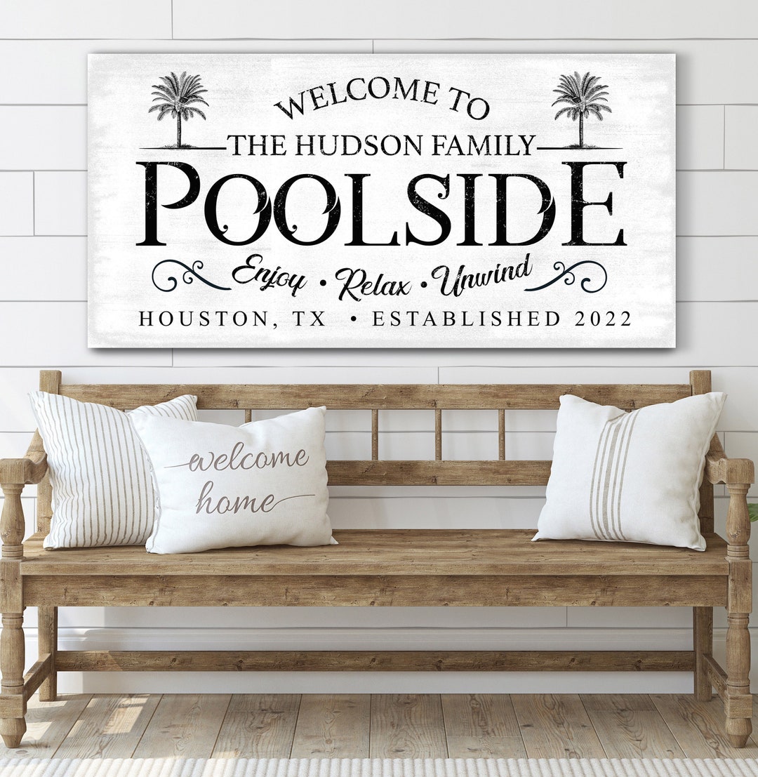 Custom Poolside Sign Family Name Sign Outdoor Wall Decor Backyard Pool ...
