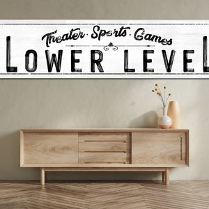 Lower Level Sign, Basement Sign, Lounge Decor, Movie Room Decor, Man ...
