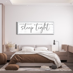 Good Night Sleep Tight Sign, Go to Sleep Sign, Master Bedroom Sign ...