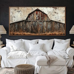 Old Barn Wall Art, Farmhouse Wall Decor, Rustic Homestead Framed Canvas ...
